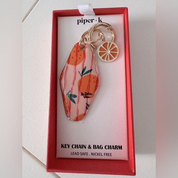 Piper K | Accessories | Piper K La Dolce Vita Orange And Gold Key Chain ...